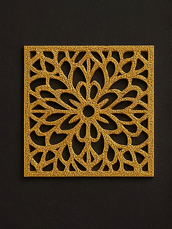 Golden Square Floral Edible Lattice Sheet